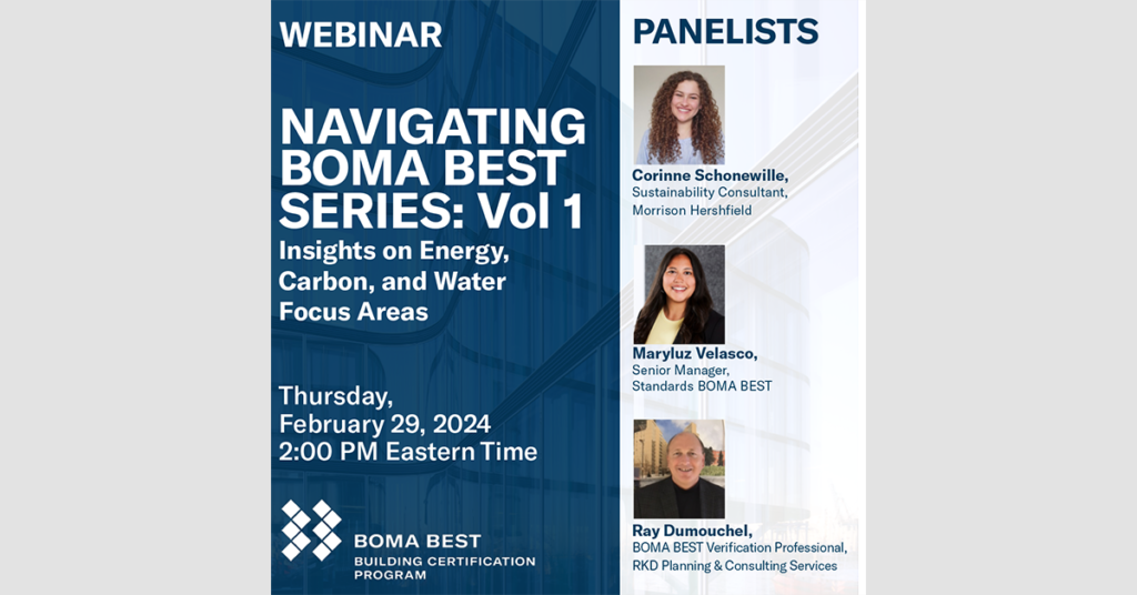 Sustainable & Smart Building Certification Webinars - BOMA BEST